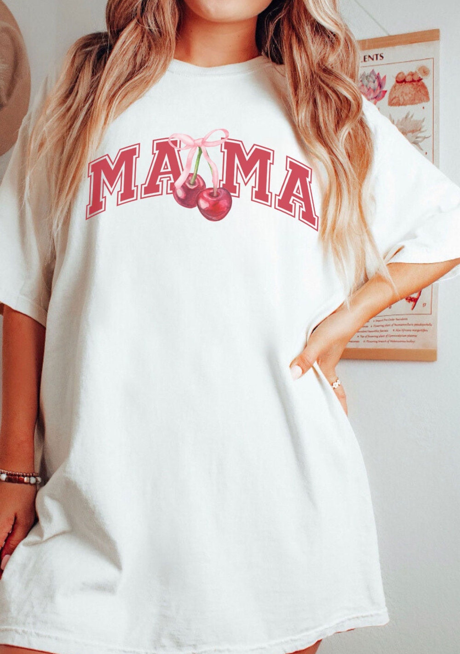 Coquette Mama Shirt Cherry Bow Aesthetic Trendy Oversized Mama Tee Gift ...
