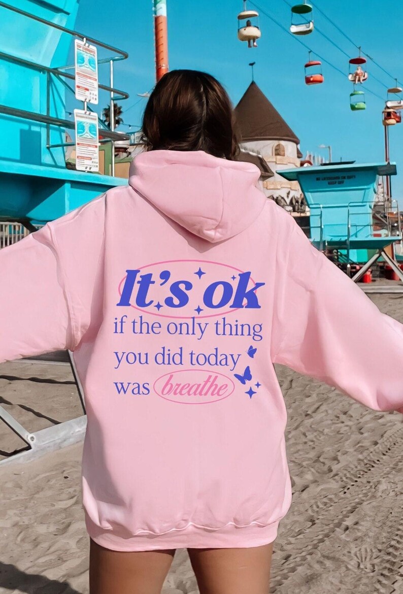 Positive Message Oversized Hoodie Mental Health Awareness Pullover ...