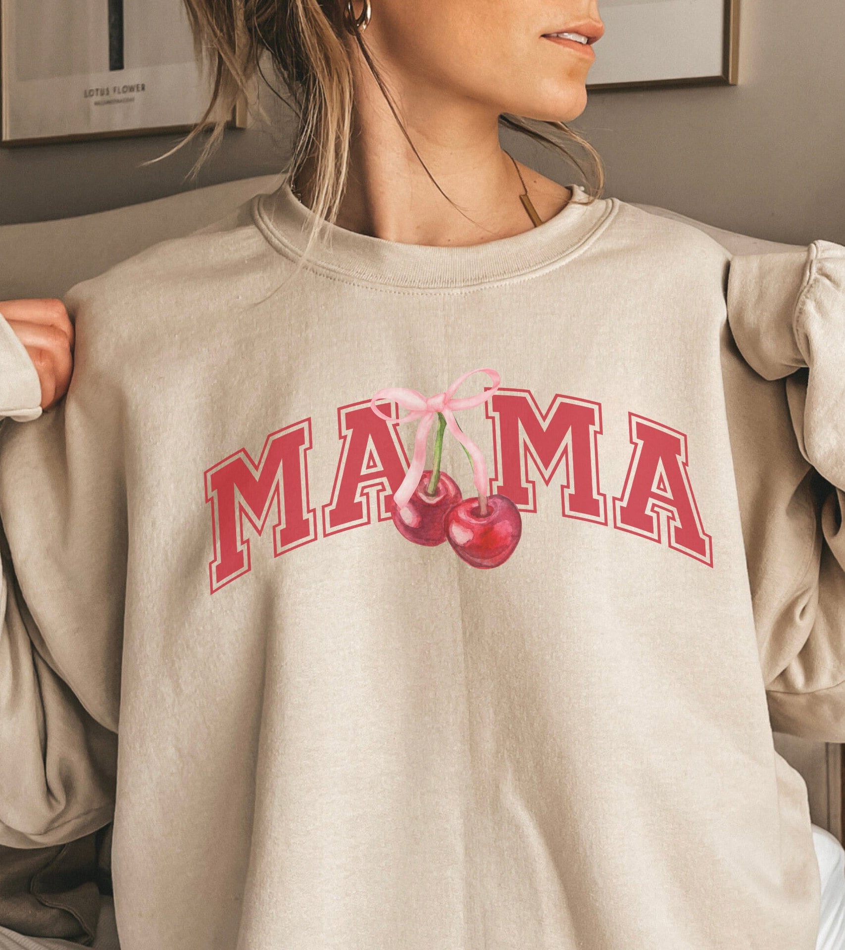 Coquette Mama Shirt Cherry Bow Aesthetic Trendy Oversized Mama Tee Gift ...