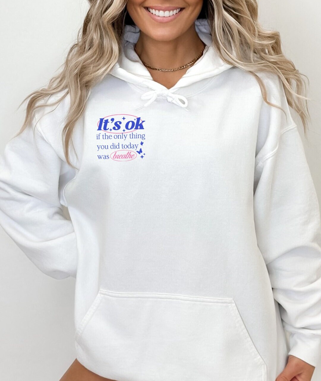 Positive Message Oversized Hoodie Mental Health Awareness Pullover ...