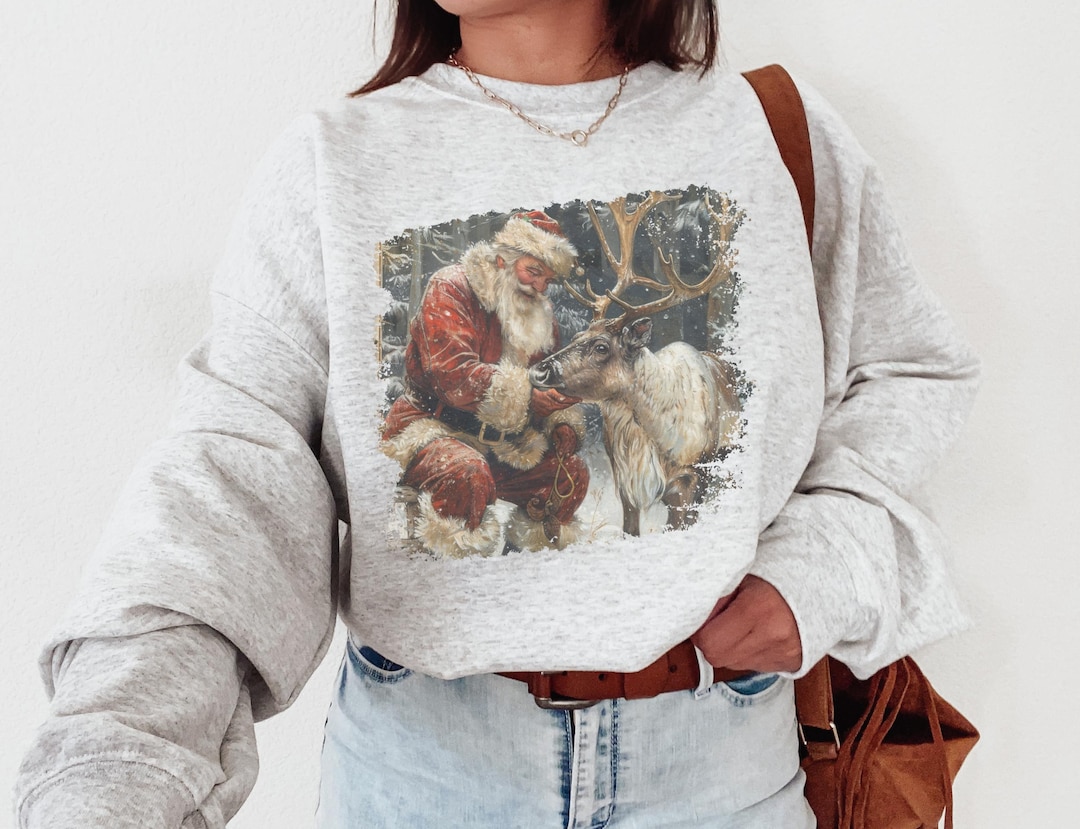 Vintage Inspired Christmas Sweatshirt Retro Santa Crewneck Santa Claus ...