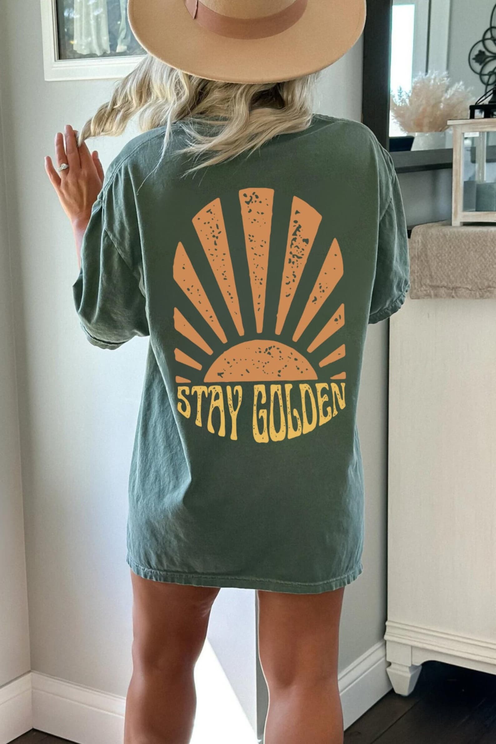 Stay Golden Shirt Boho Graphic Tshirt Golden Sun Tee Abstract Retro Sun ...