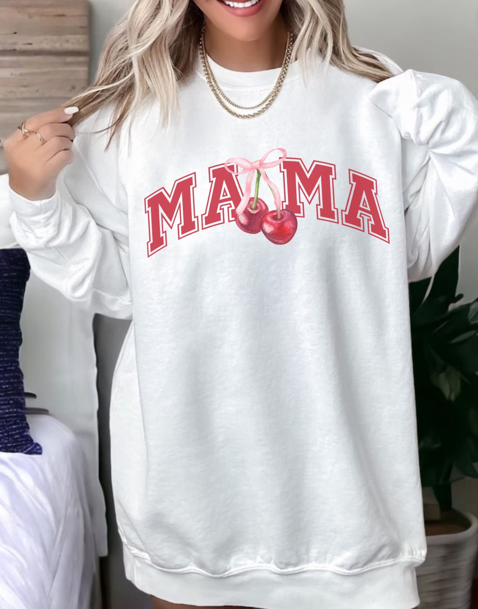 Coquette Mama Shirt Cherry Bow Aesthetic Trendy Oversized Mama Tee Gift ...