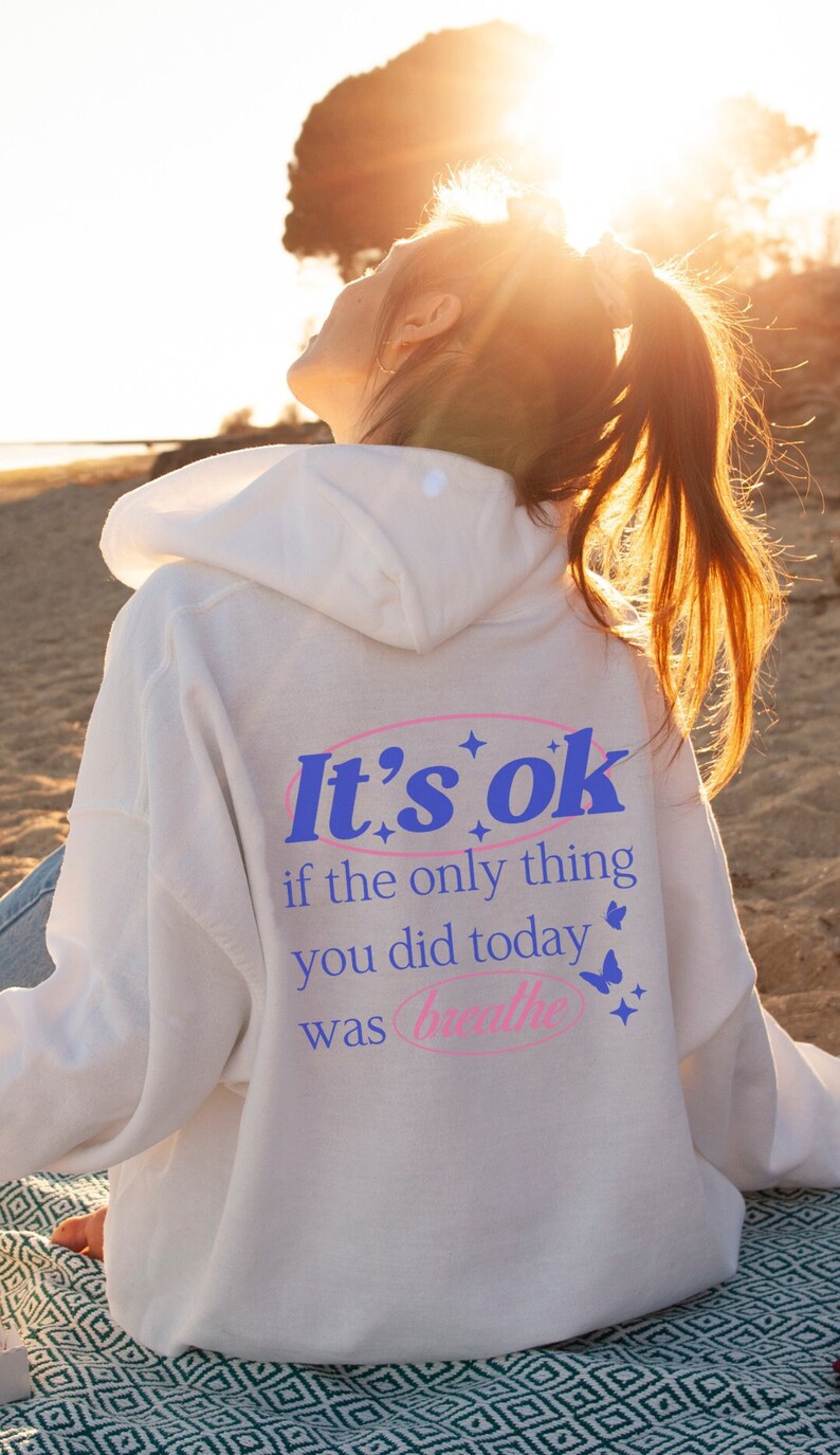 Positive Message Oversized Hoodie Mental Health Awareness Pullover ...