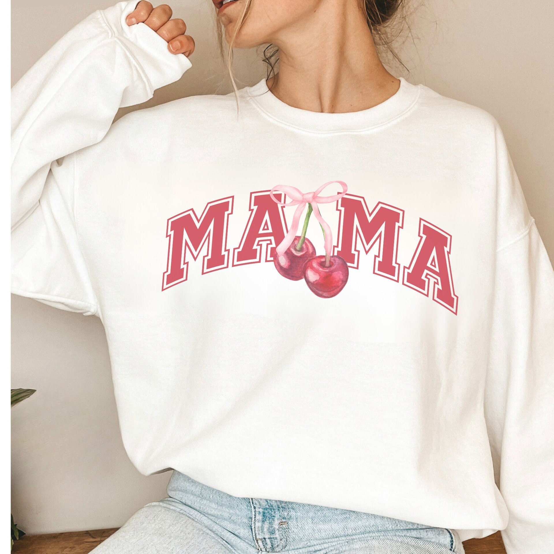 Coquette Mama Shirt Cherry Bow Aesthetic Trendy Oversized Mama Tee Gift ...