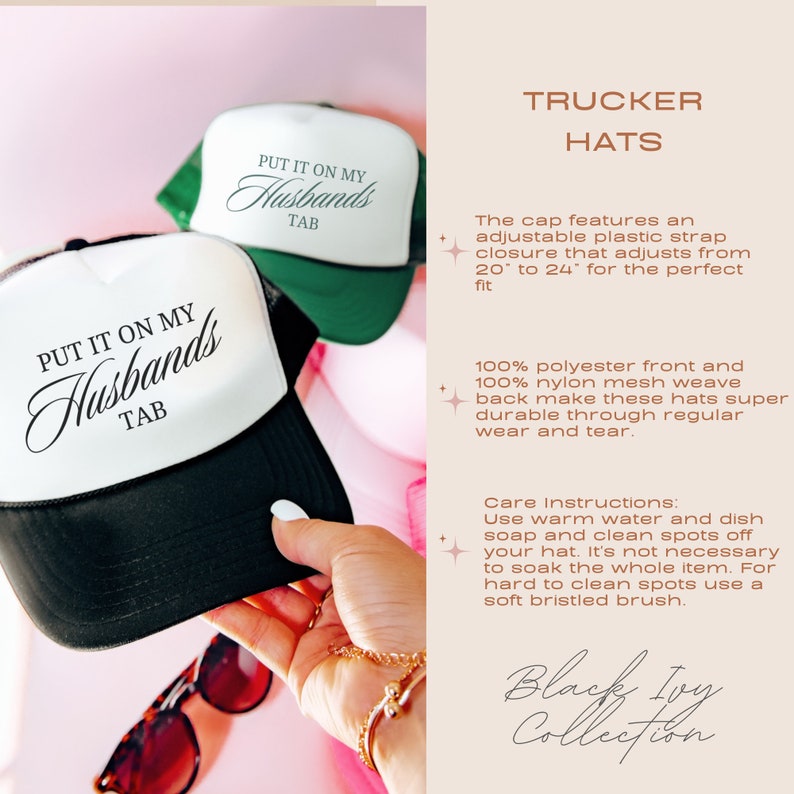 Put It on My Husbands Tab Hat Funny Bride Trucker Hat Engagement Gift ...