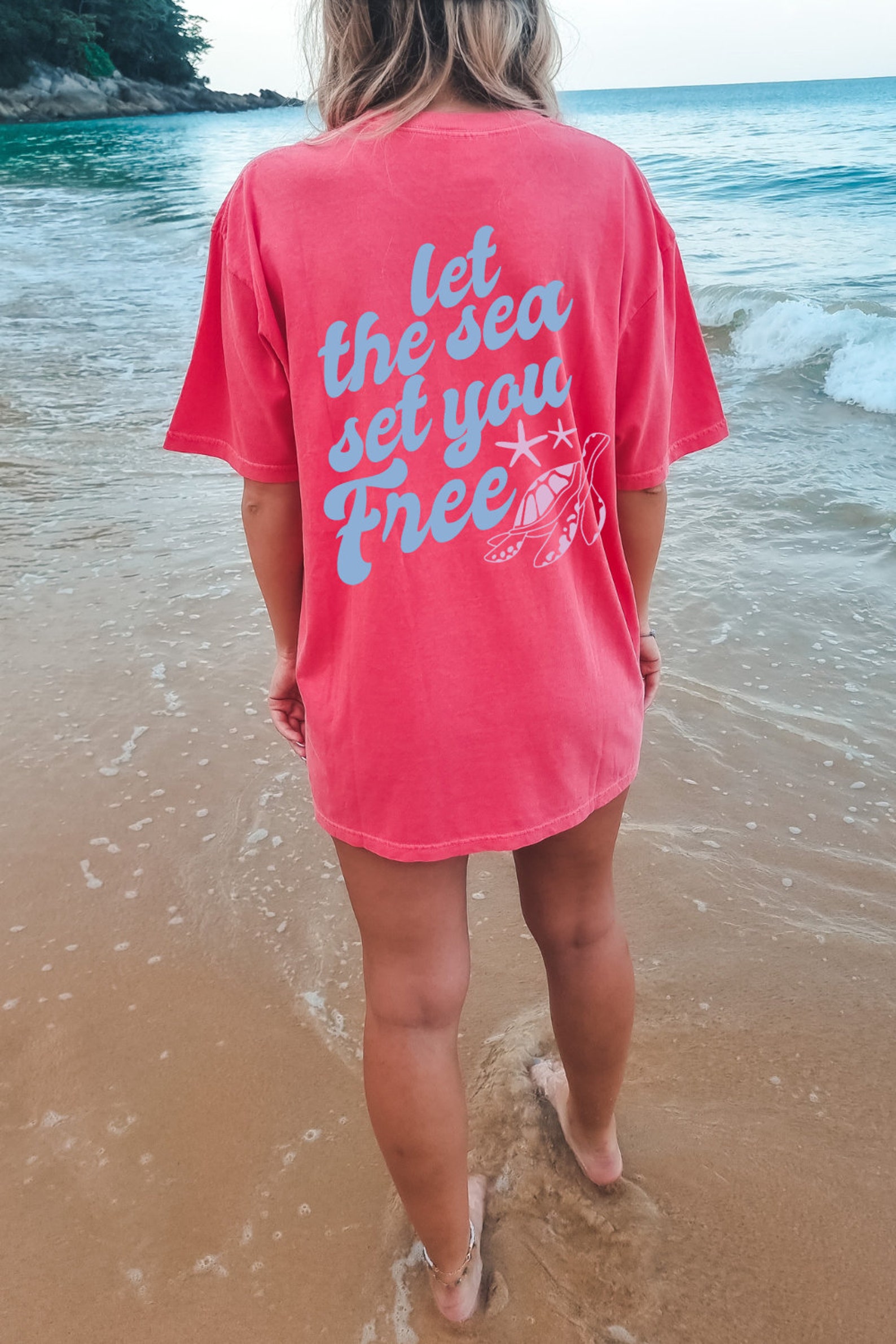 Sea Turtle Shirt Ocean Tshirt Oversized Beach Tee Sea Life Shirt Beach ...