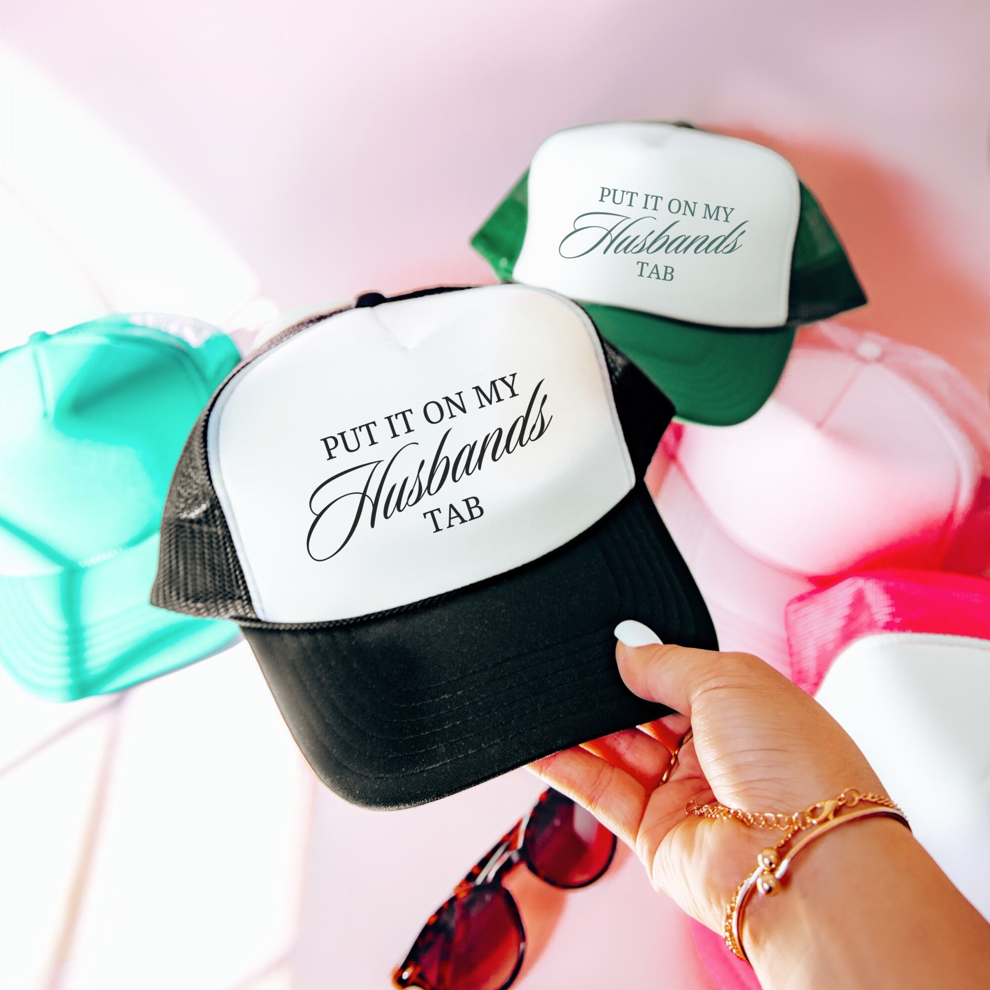 Put It on My Husbands Tab Hat Funny Bride Trucker Hat Engagement Gift ...