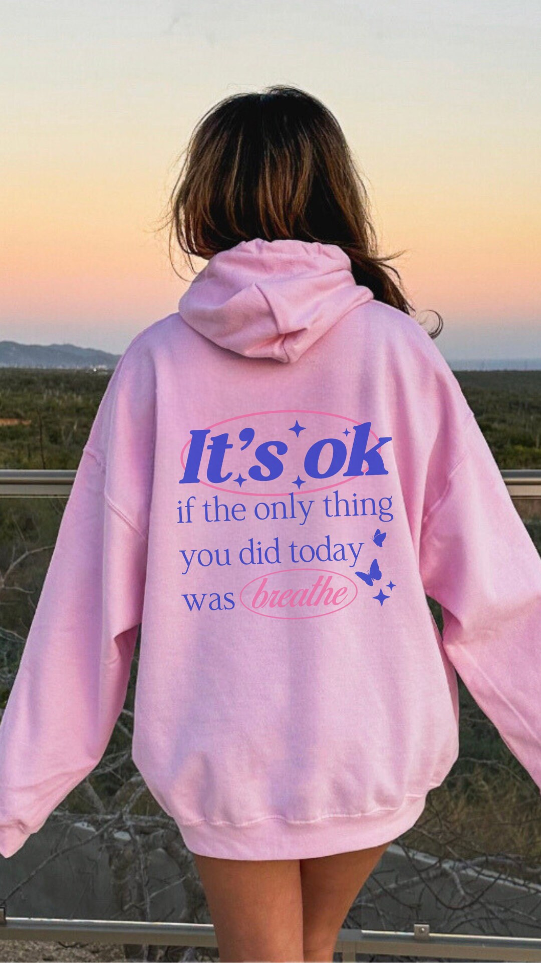 Positive Message Oversized Hoodie Mental Health Awareness Pullover ...
