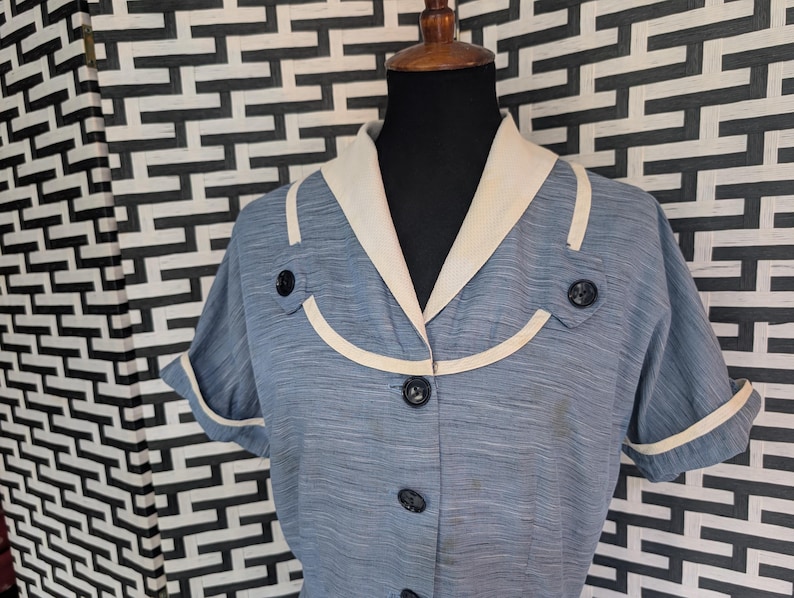 VTG 1950s Toni Todd Blue Button up Dress (large) - Etsy