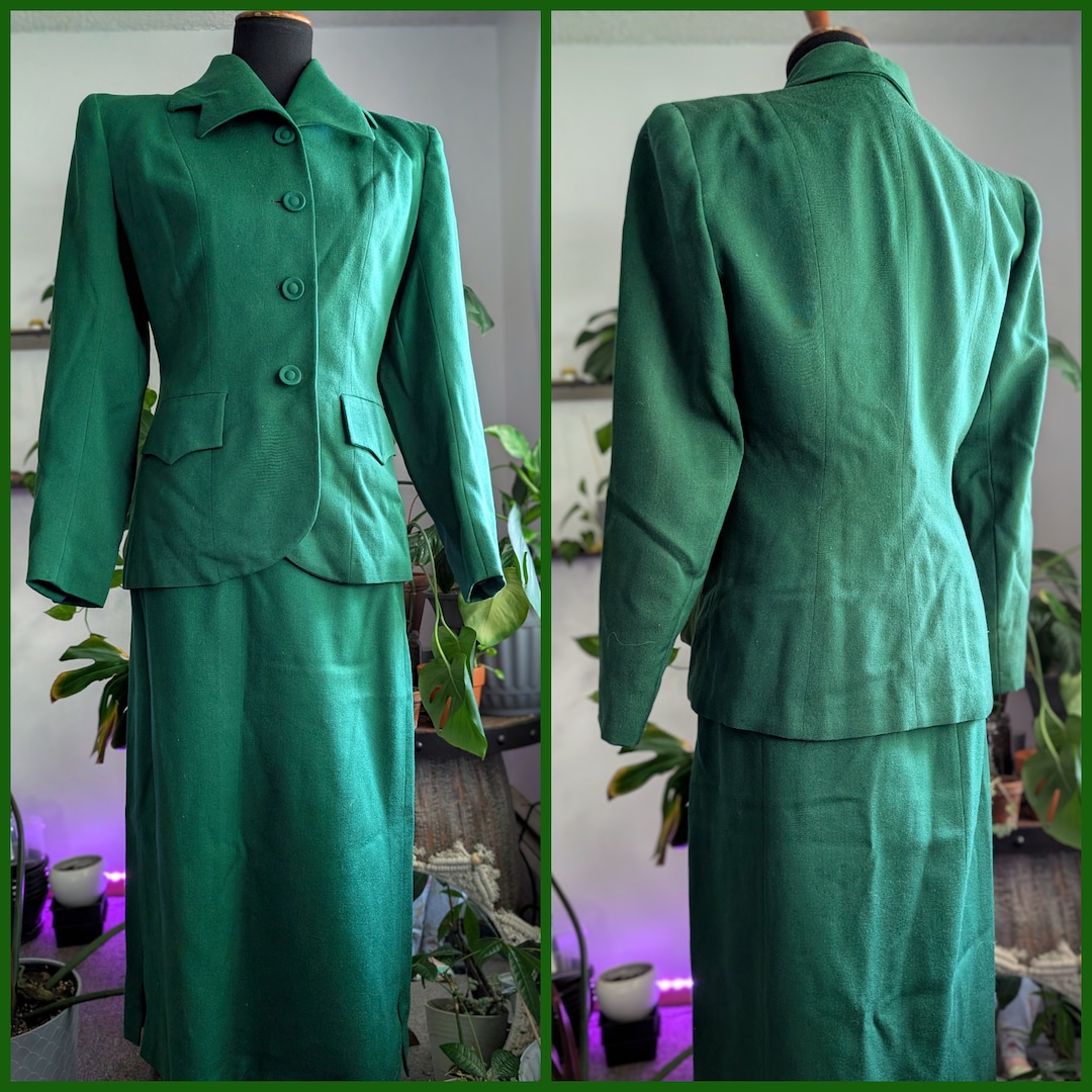 VTG 1940s Woman's Small Emerald Green Skirt Suit Set Victory Suit - Etsy