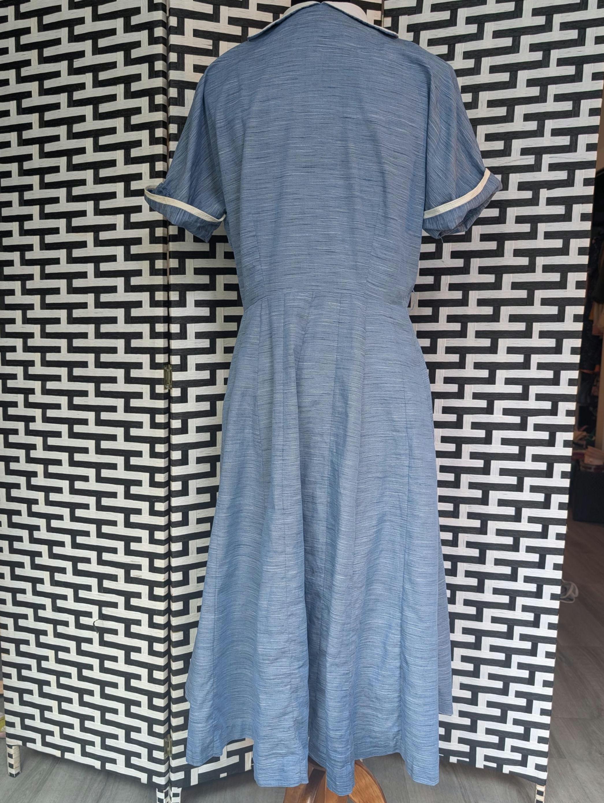 VTG 1950s Toni Todd Blue Button up Dress (large) - Etsy