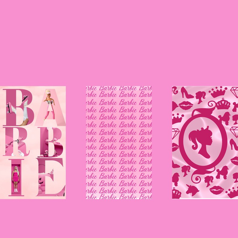 Set of 3 BARBIE Printable Posters Wall Decoraction Home Decor Pink ...