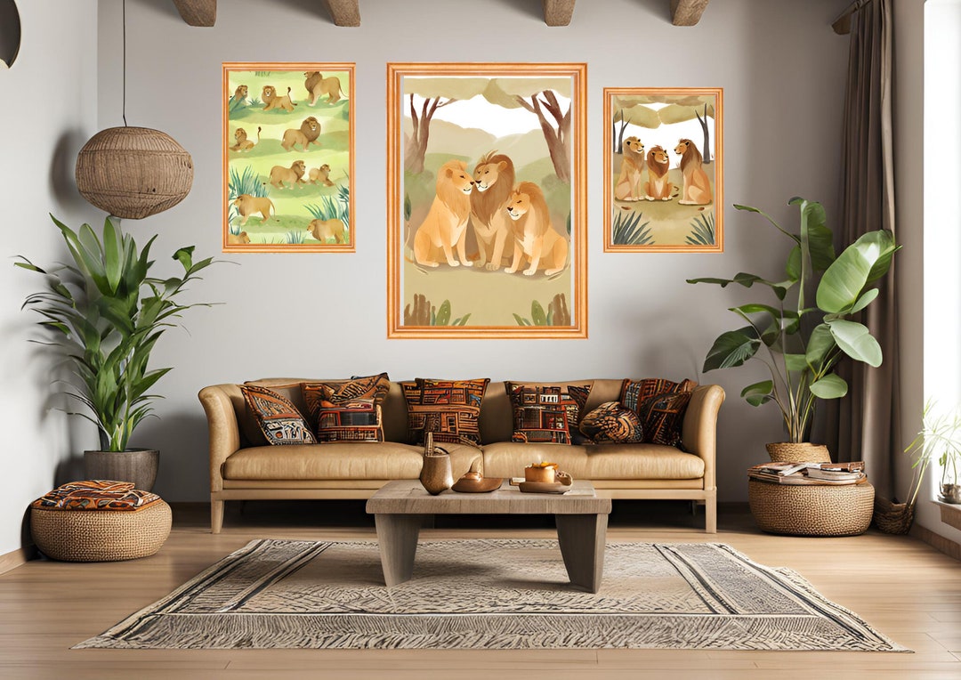 Lion Printable Posters Set of 3 Posters Gallery Wall Art Home Decor ...