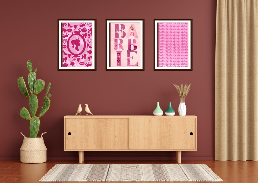 Set of 3 BARBIE Printable Posters Wall Decoraction Home Decor Pink ...