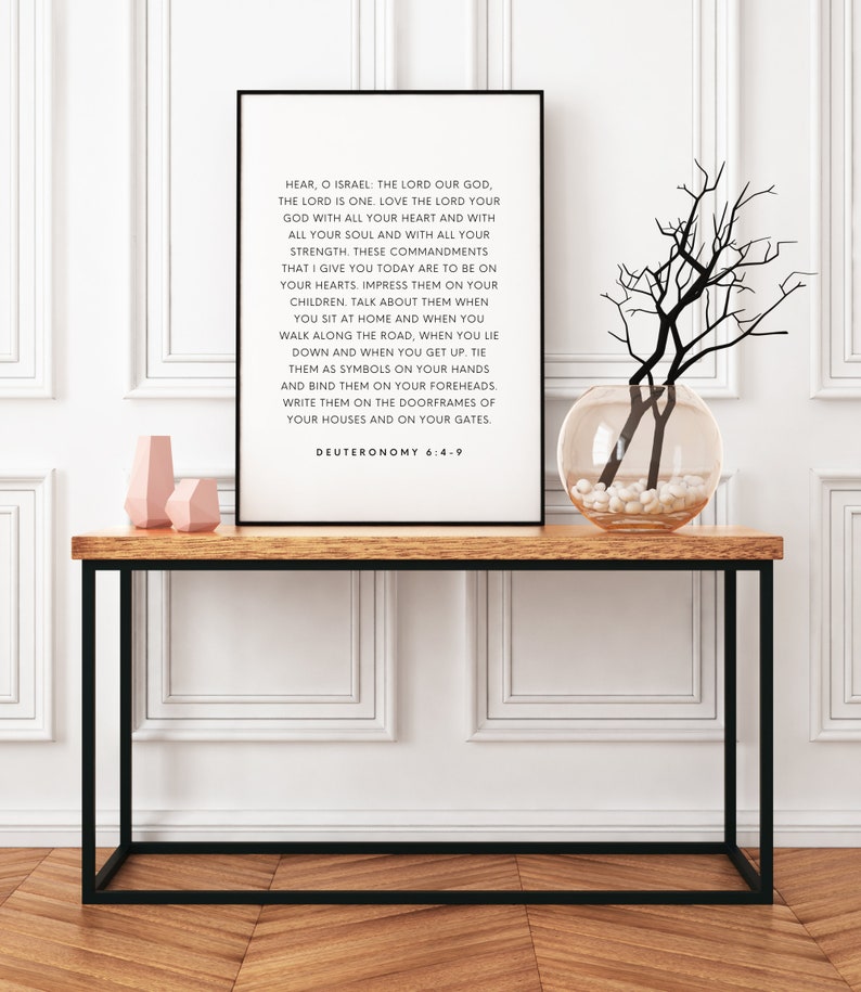 Deuteronomy 6:4-9 the Shema Christian Wall Art Modern Wall Decor Bible ...