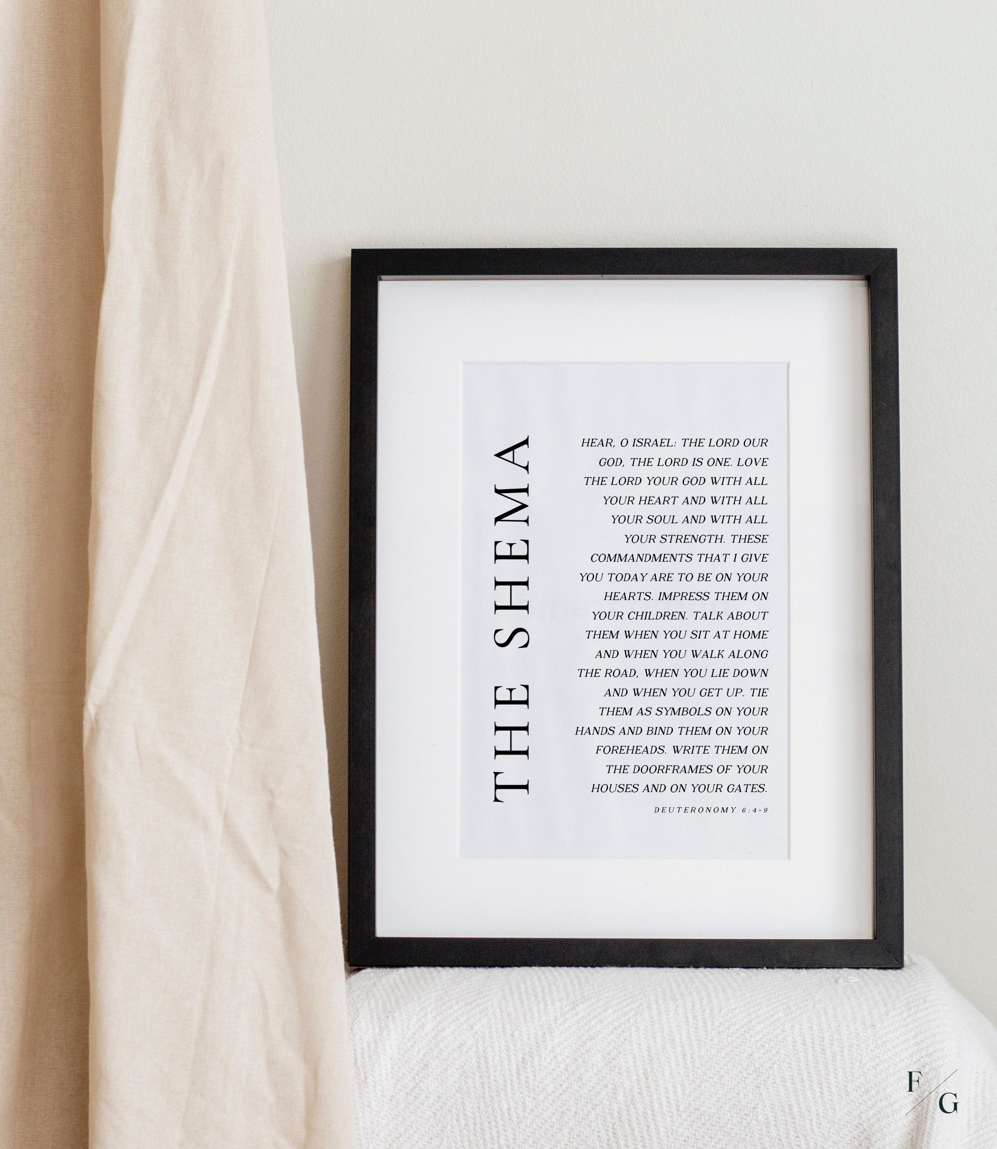 The Shema Serif Deuteronomy 6:4-9, Bible Verse Wall Art. Christian Gift ...