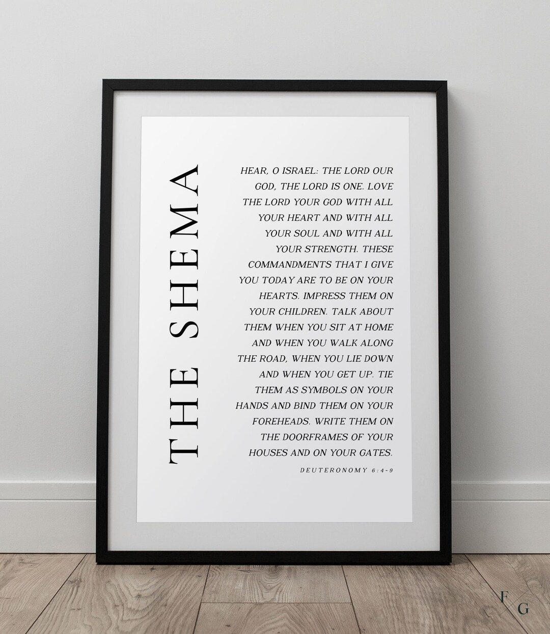 The Shema Serif Deuteronomy 6:4-9, Bible Verse Wall Art. Christian Gift ...