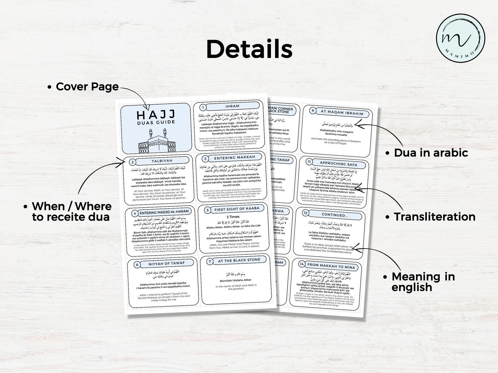Hajj Dua Cards, Hajj Duas Printable Cards, Hajj Flashcards, Prayer ...