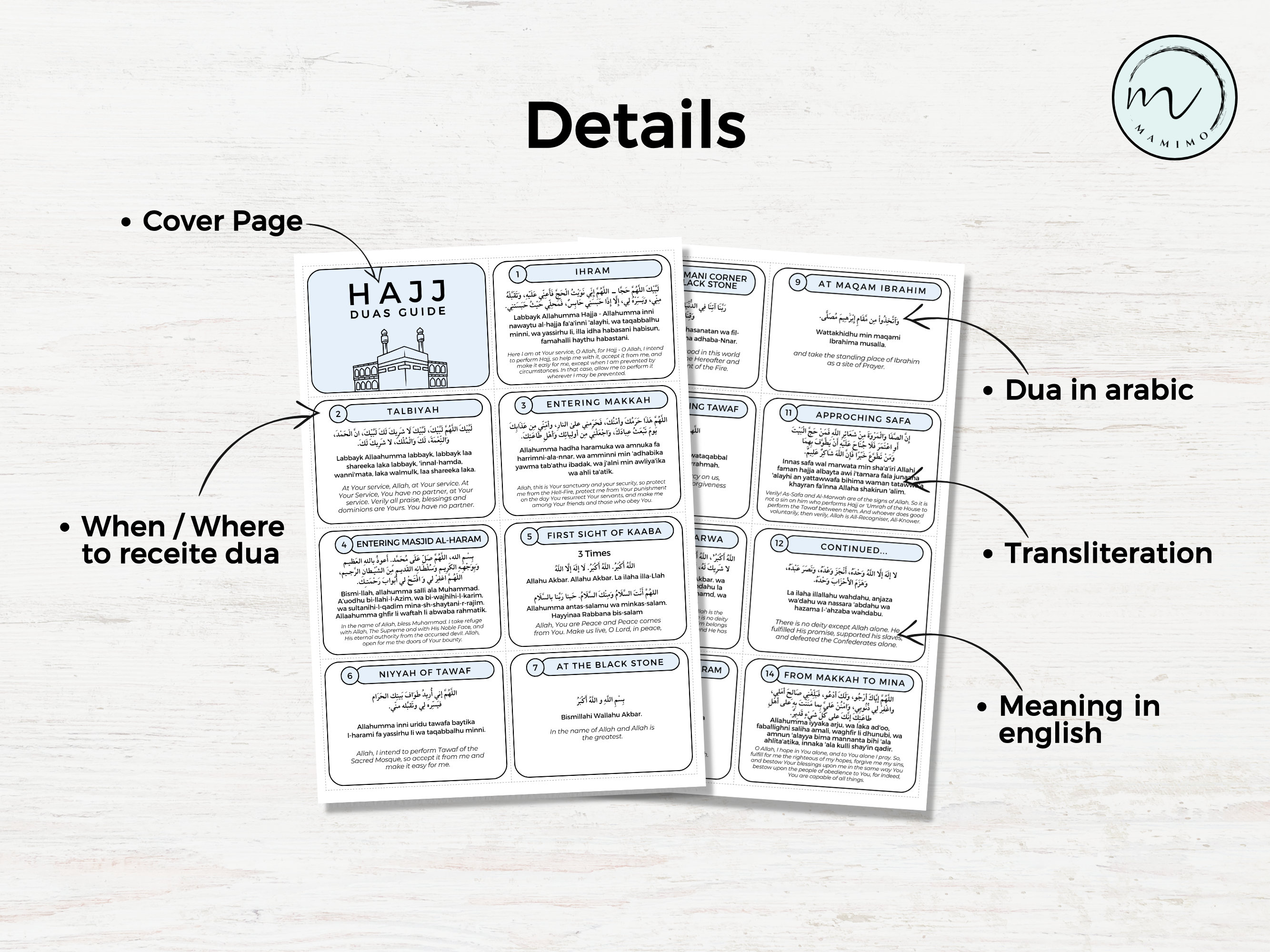 Hajj Dua Cards, Hajj Duas Printable Cards, Hajj Flashcards, Prayer ...