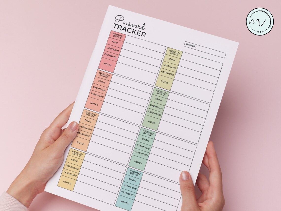 Password Tracker | Password Keeper | Password Log Template | Instant ...