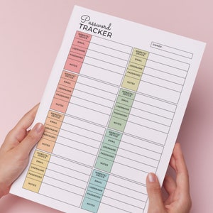 Password Tracker | Password Keeper | Password Log Template | Instant ...