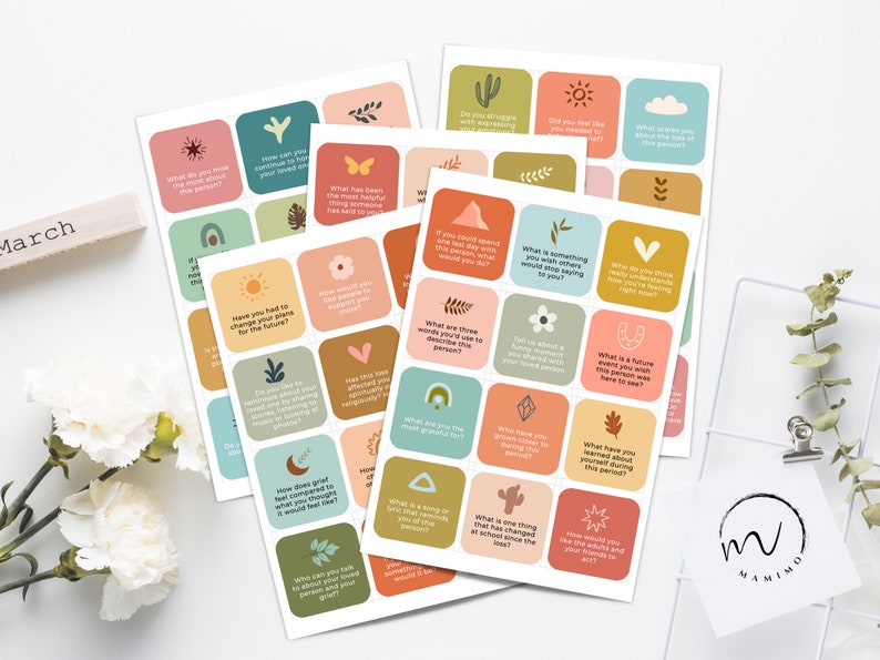 Grief and Loss Question Cards Therapy for Teens and Kids, Therapy ...