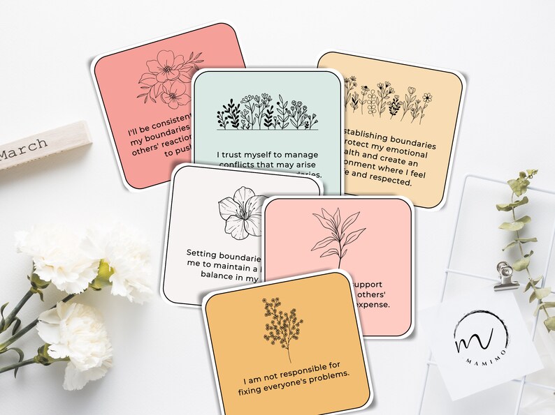 Boundary Setting Affirmation Flashcards, 40 Healthy Boundaries Cards ...
