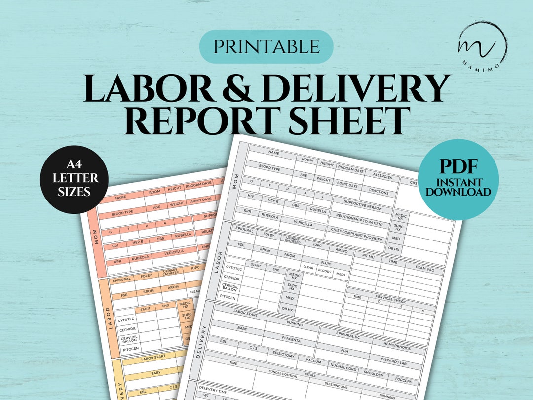 Labor and Delivery Nurse Report Template L&D Report Sheet - Etsy