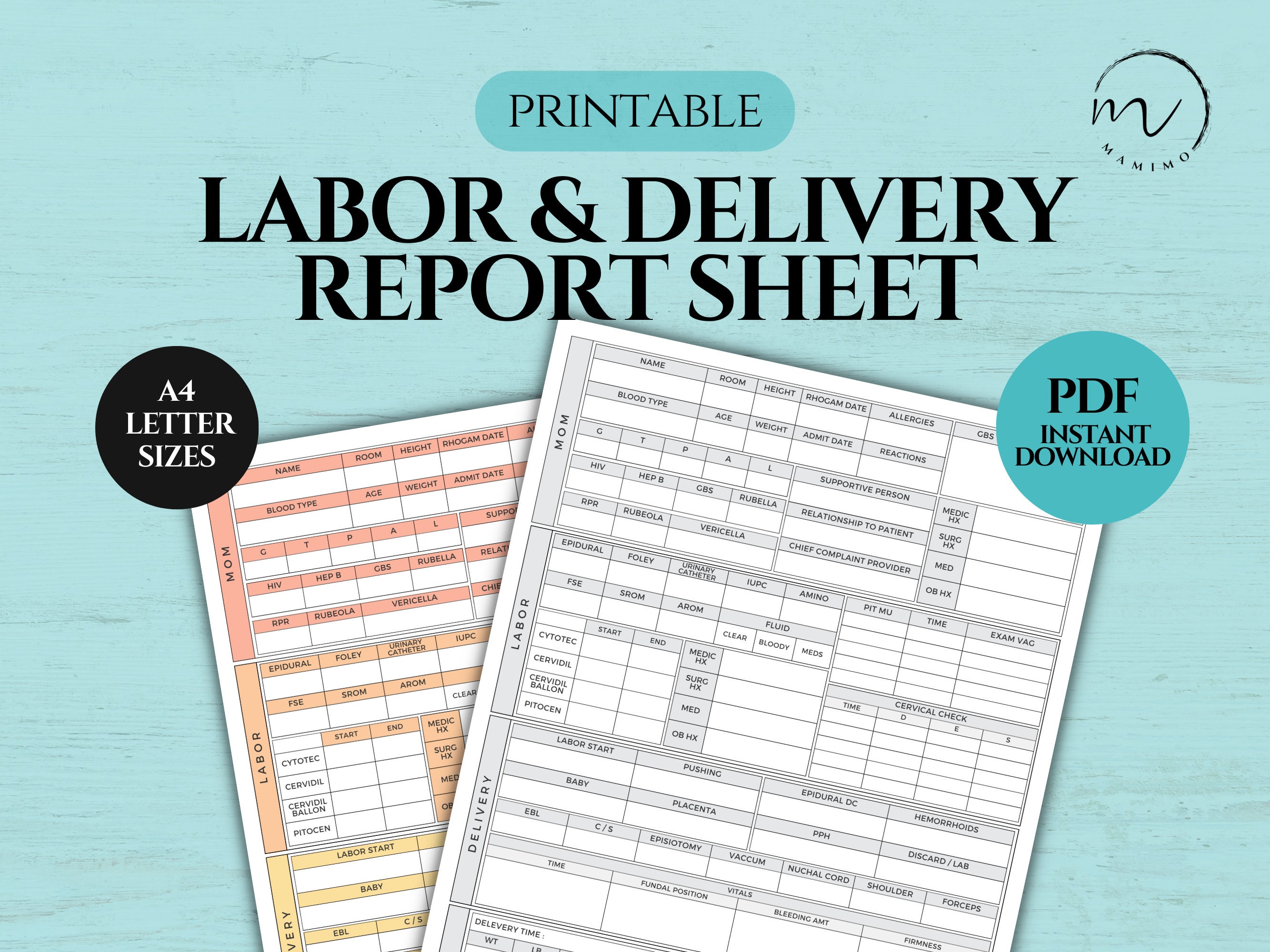 Labor and Delivery Nurse Report Template L&D Report Sheet - Etsy Canada