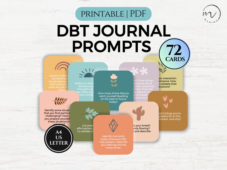 DBT Journal Prompts Anxiety Cards Social Psychology Mental - Etsy