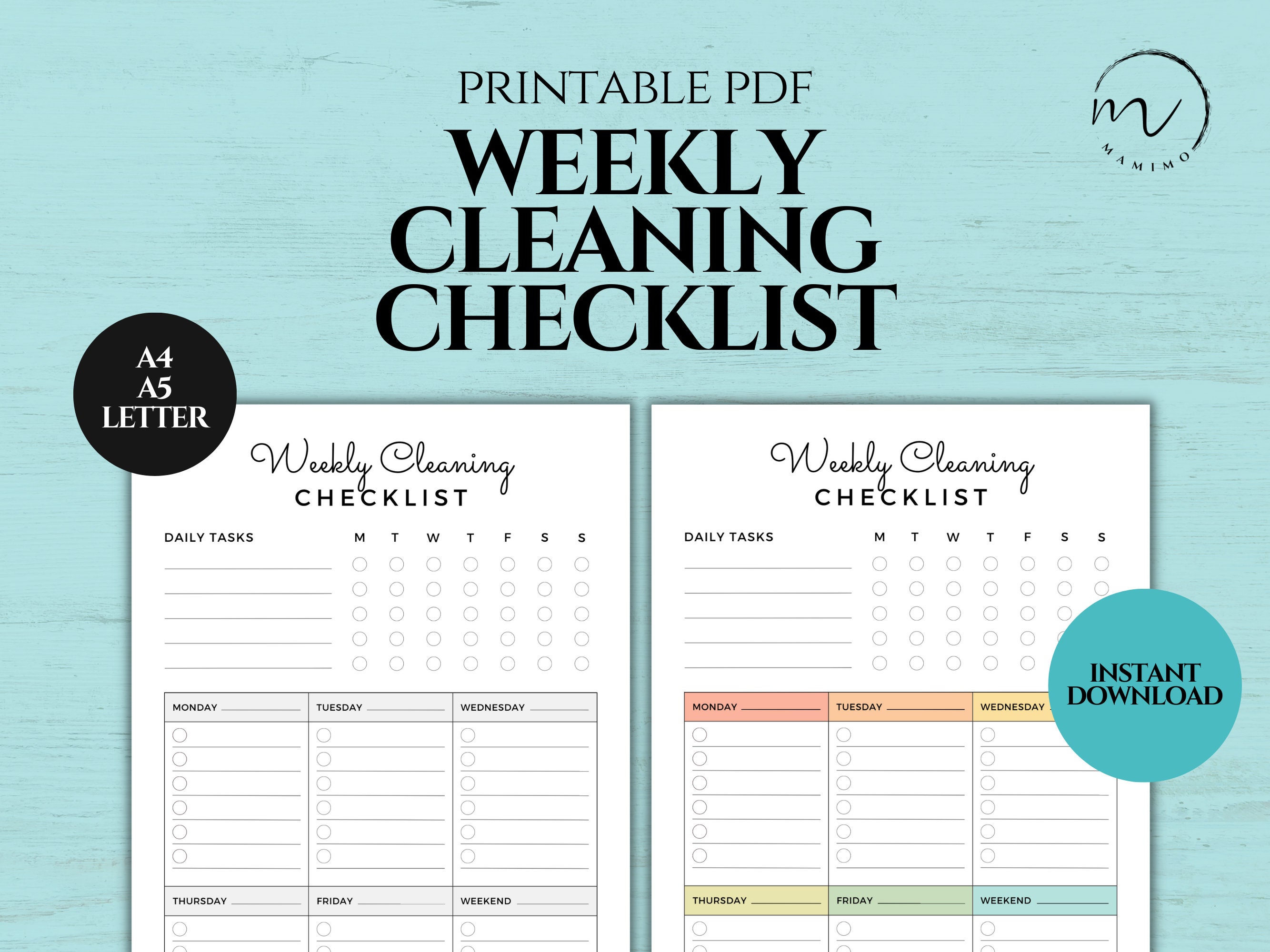 Weekly Cleaning Checklist Printable Printable Cleaning to Do - Etsy
