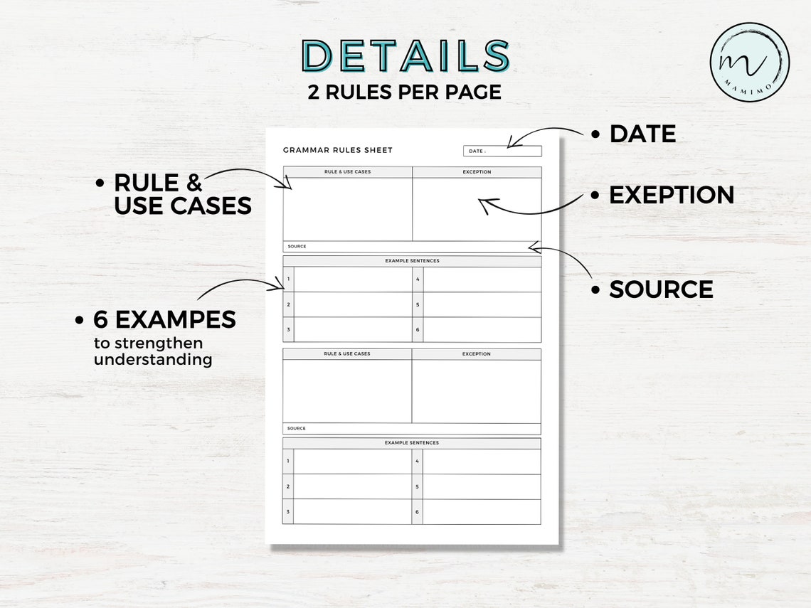 Grammar Rule Sheets, Language Learning, Grammar Worksheets Reference ...