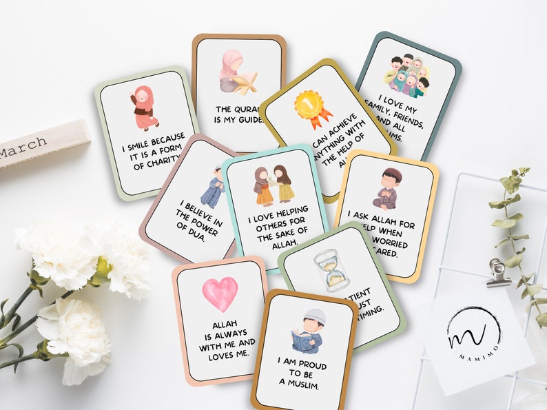 Islamic Affirmation Cards for Kids, Educational Cards, Muslim ...