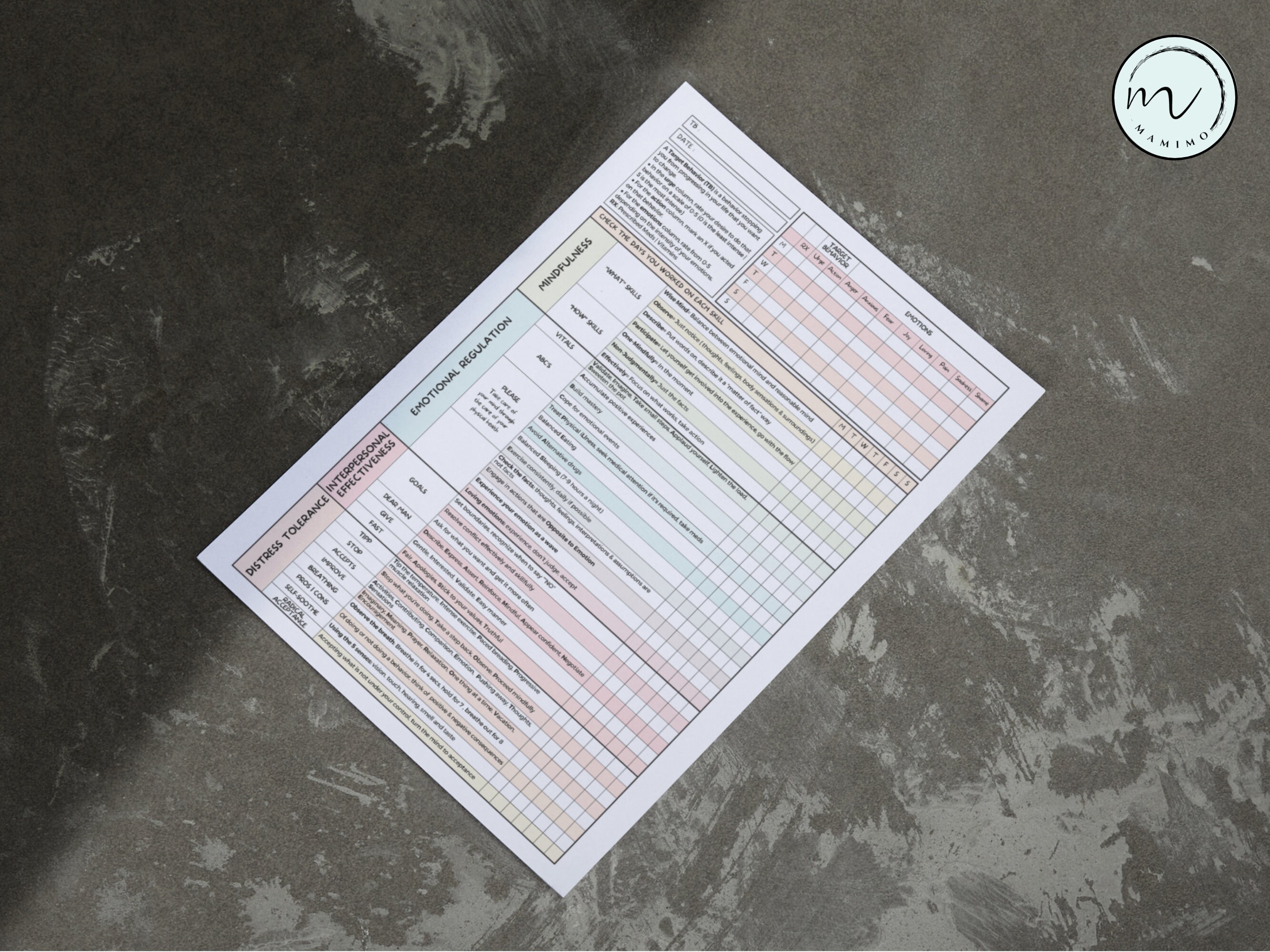 DBT Skills Tracker DBT Diary Card Dialectical Behavior - Etsy Australia