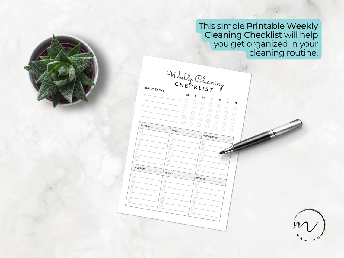 Weekly Cleaning Checklist Printable Printable Cleaning to Do - Etsy