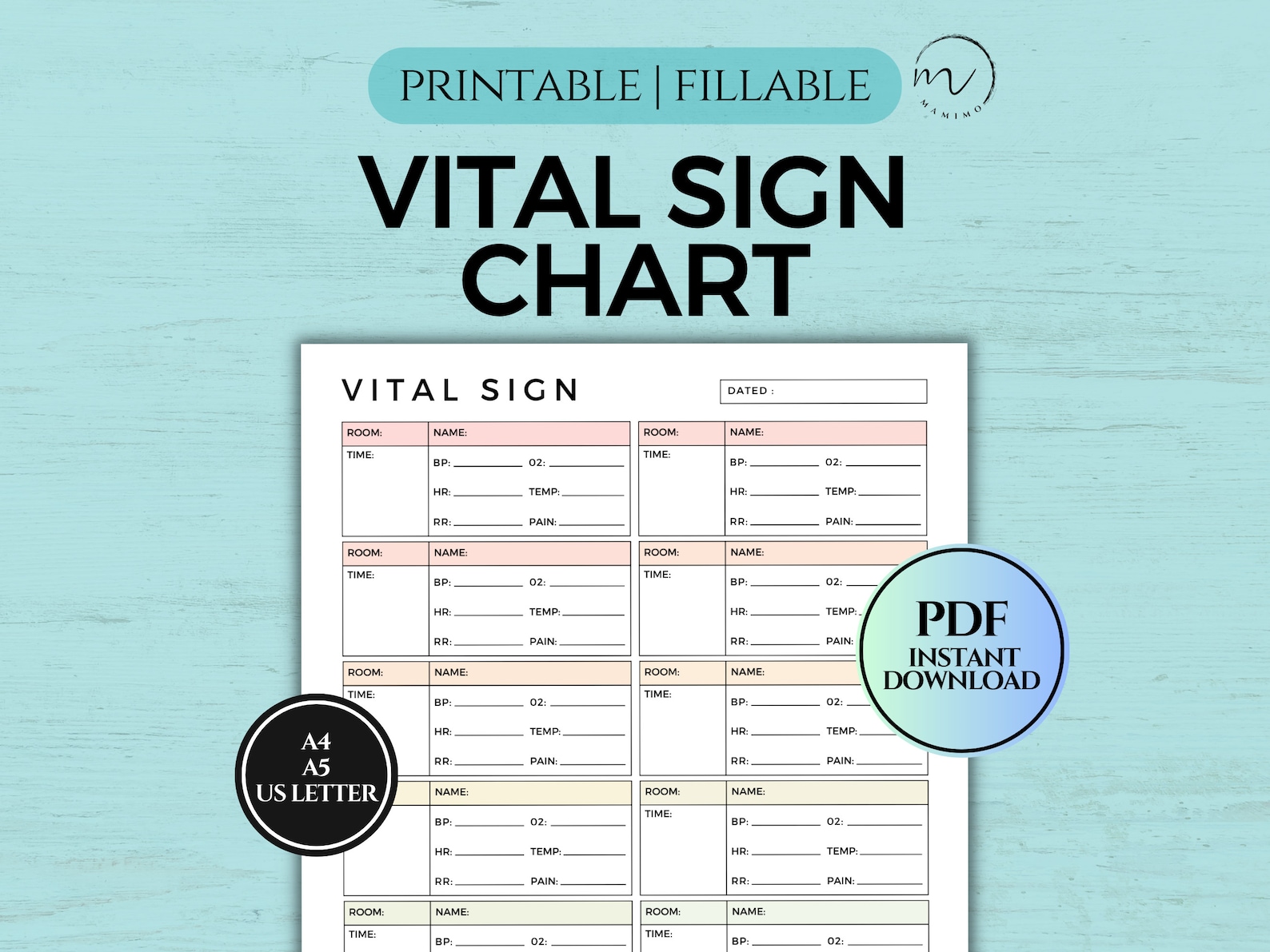 Vital Signs Sheet, Nursing Notes, Vital Sign Log, Nurse Brain Sheet ...