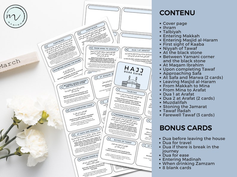 Hajj Dua Cards, Hajj Duas Printable Cards, Hajj Flashcards, Prayer ...