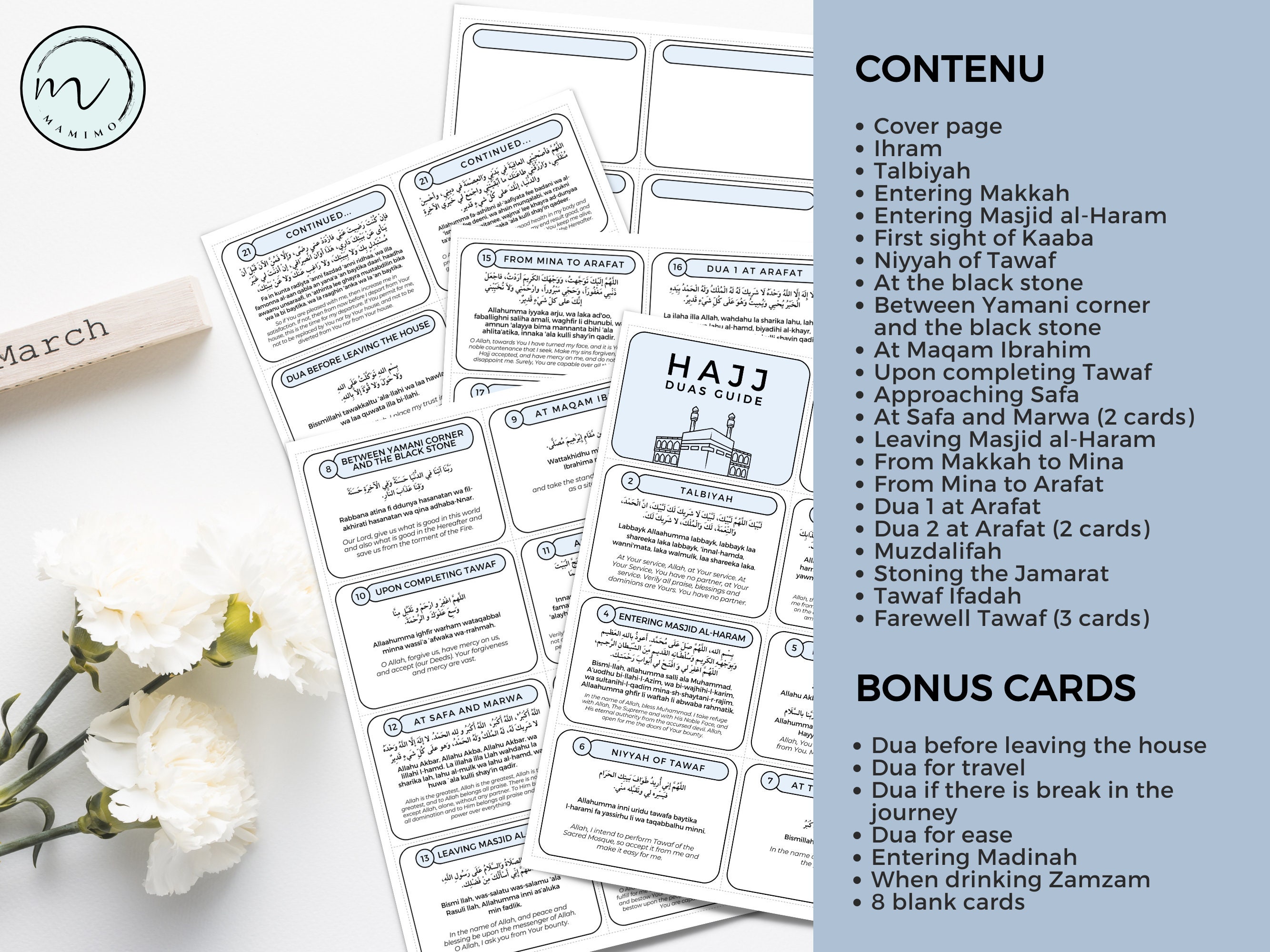 Hajj Dua Cards, Hajj Duas Printable Cards, Hajj Flashcards, Prayer Cards, Islamic Dua, Dua ...