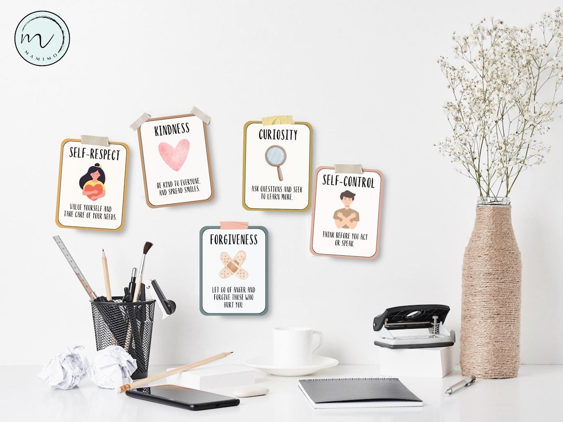 Values Cards for Kids, Moral Values Flash Cards, Counseling, Social ...