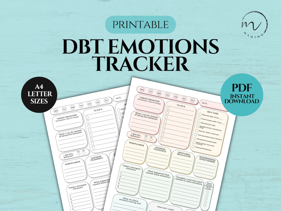 DBT Emotions Regulation Tracker Printable, Dialectical Behavior Therapy ...