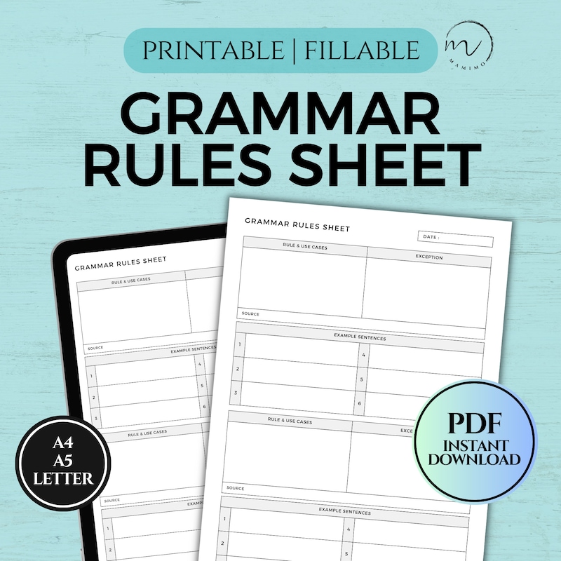 Grammar Template - Etsy