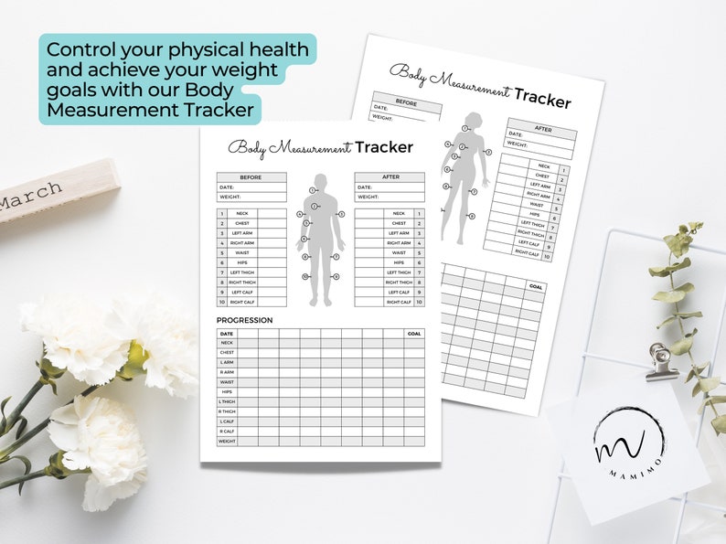Body Measurement Tracker Printable | Weight Loss Tracker | Body ...