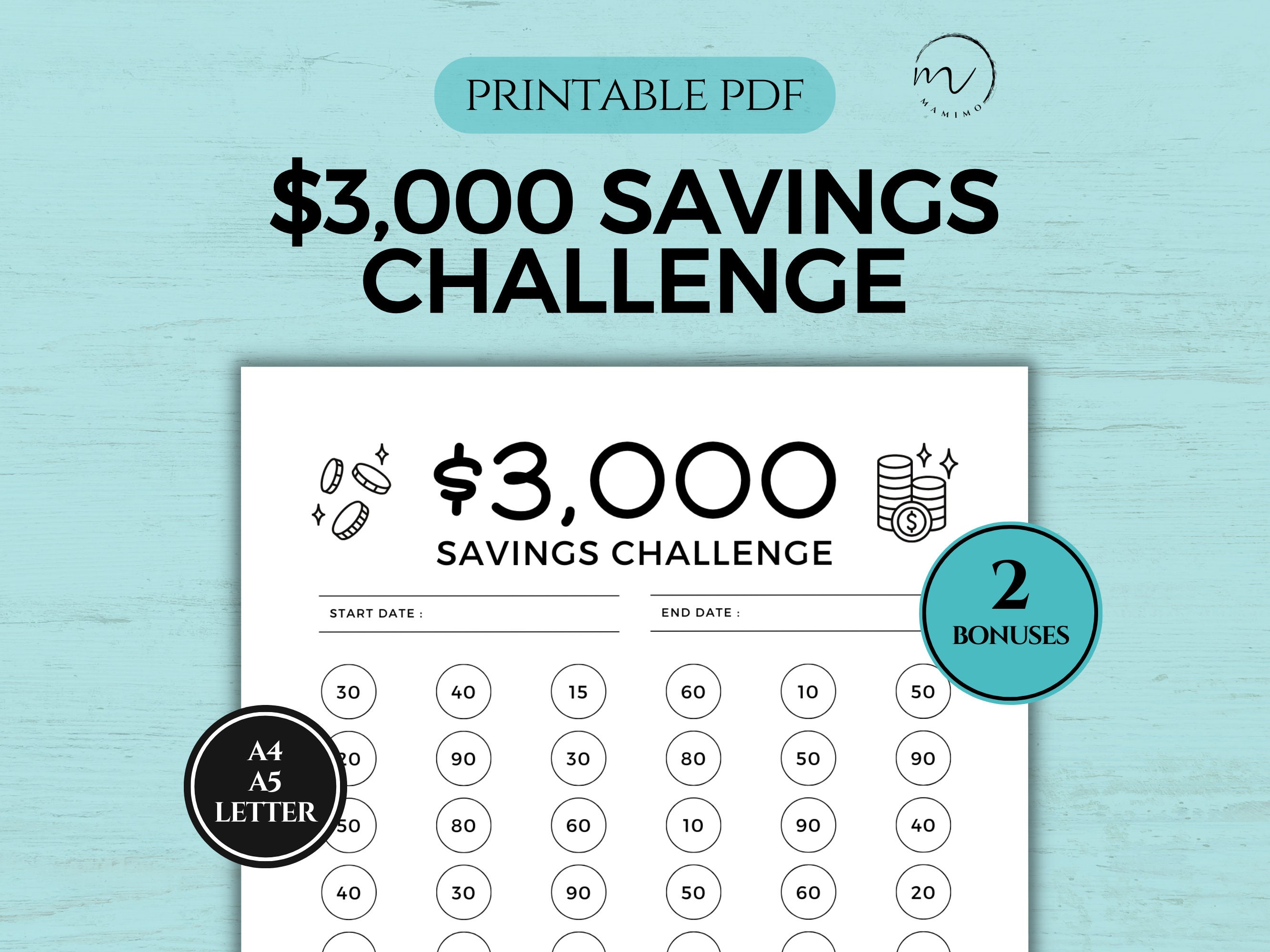 3K Savings Challenge Printable, 3000 Savings Challenge, Money Challenge ...