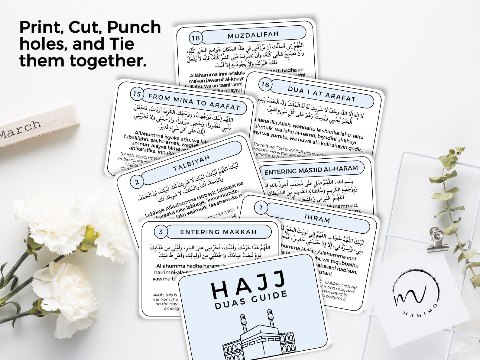 Hajj Dua Cards, Hajj Duas Printable Cards, Hajj Flashcards, Prayer Cards, Islamic Dua, Dua ...