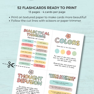 52 DBT Flash Cards, Dialectical Behavior Therapy Coping Skills Cards ...