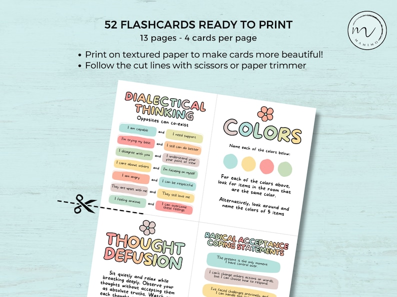 52 DBT Flash Cards Dialectical Behavior Therapy Coping Skills - Etsy Canada