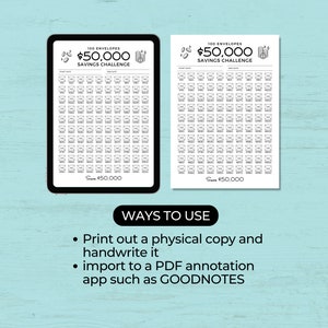 50000 Savings Challenge, 100 Envelope Savings Challenge, 50K Savings Challenge Printable, 50,000 ...
