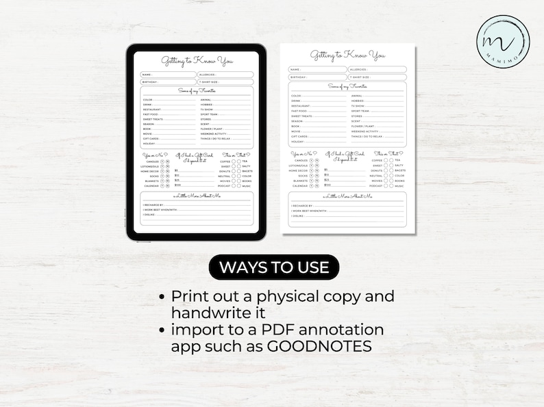 Getting to Know You Printable, Coworker Questions, All About Me Survey ...