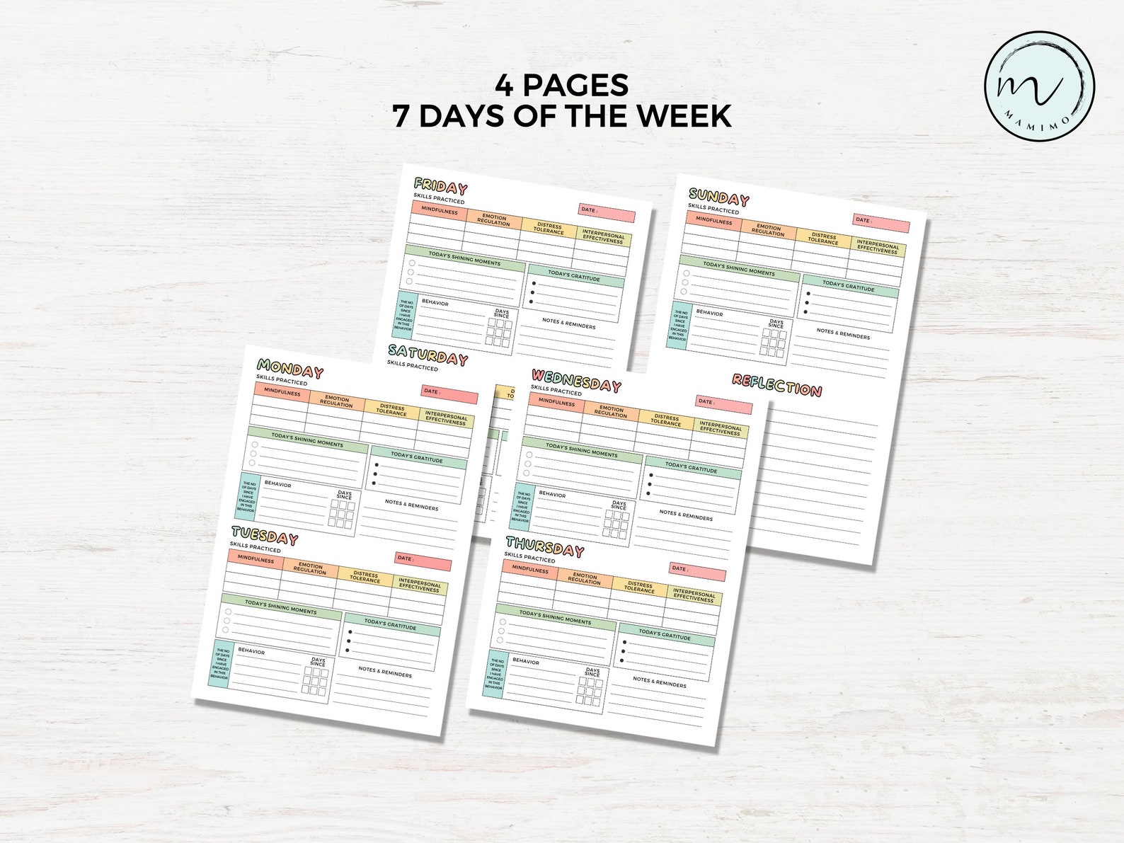 DBT Skills Journal, Mental Health, Daily Self Care Worksheet, Therapy ...